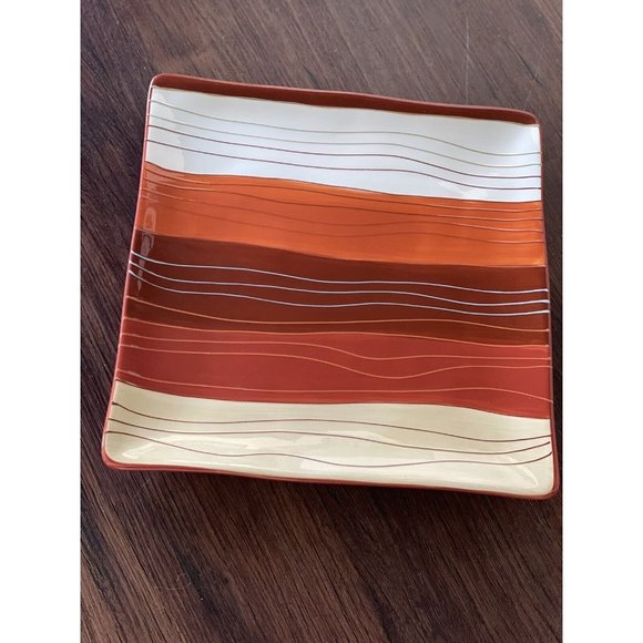 Pier 1 | Kitchen | Pier Canyon Stripe Earthenware Square Dinner Plate ...